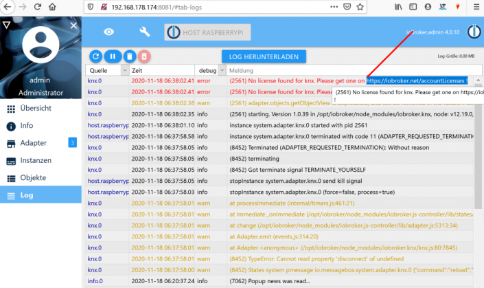 Raspberry Pi-> ioBroker mit KNX verbinden und die erste Gruppenadresse ...